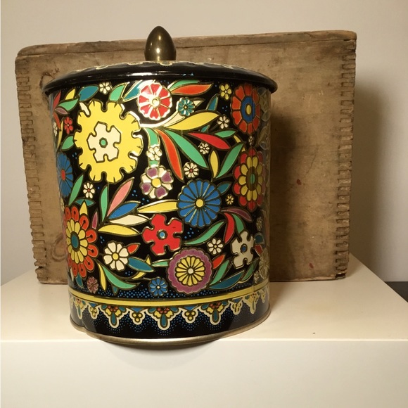 Daher | Kitchen | Vtg Daher Tin Metal Retro Mod Floral Container Made ...